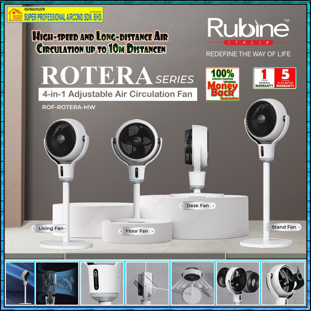Rubine Circulation Stand Fan ROF-ROTERA-MW 4 in1 Adjustable Air ...