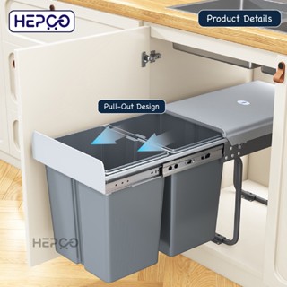 Kitchen Cabinet Dust Bin 40L Waste Bin Soft Close System Attached Door ...