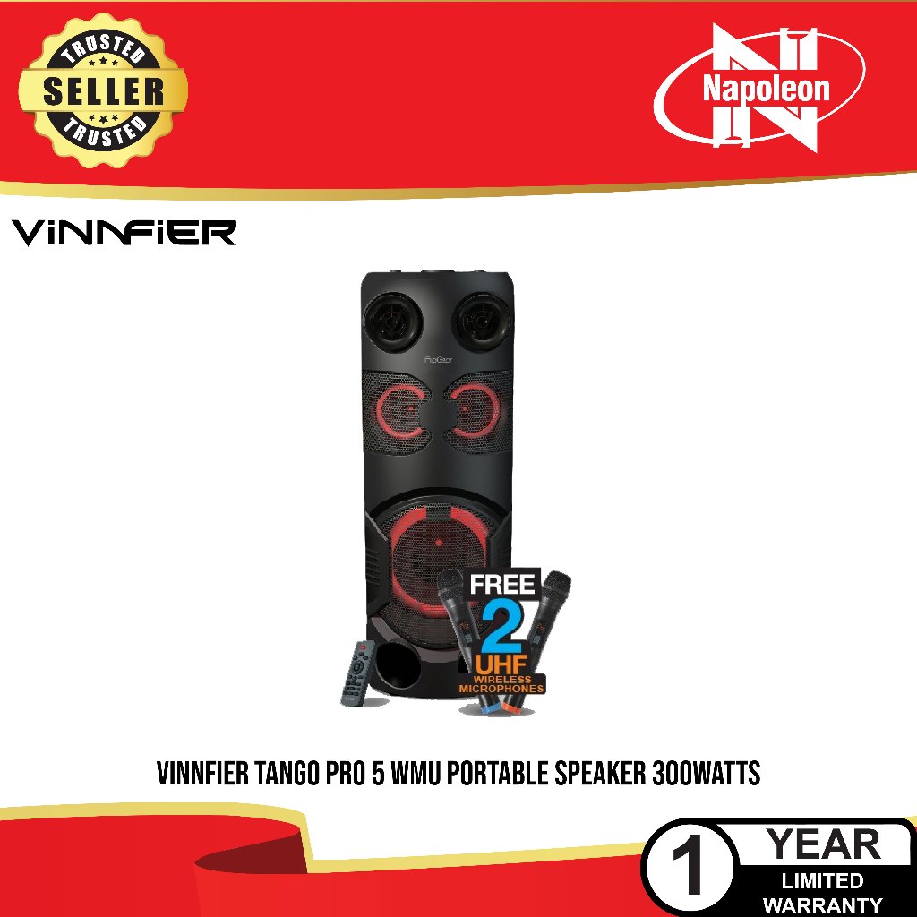 VINNFIER TANGO PRO 5 WMU PORTABLE SPEAKER 300WATTS (BT,USB,SD,FM,2MIC ...