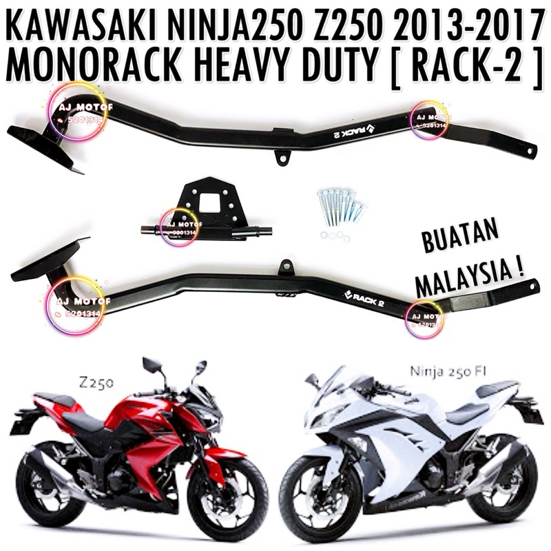 KAWASAKI NINJA250 Z250 2013 - 2017 RACK 2 MONORACK HEAVY DUTY TAPAK-J ...