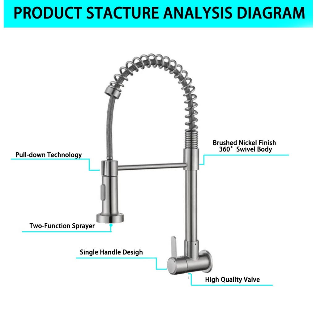 Single Cold Wall Basin Kitchen 304 Stainless Steel Modern Tap Single ...