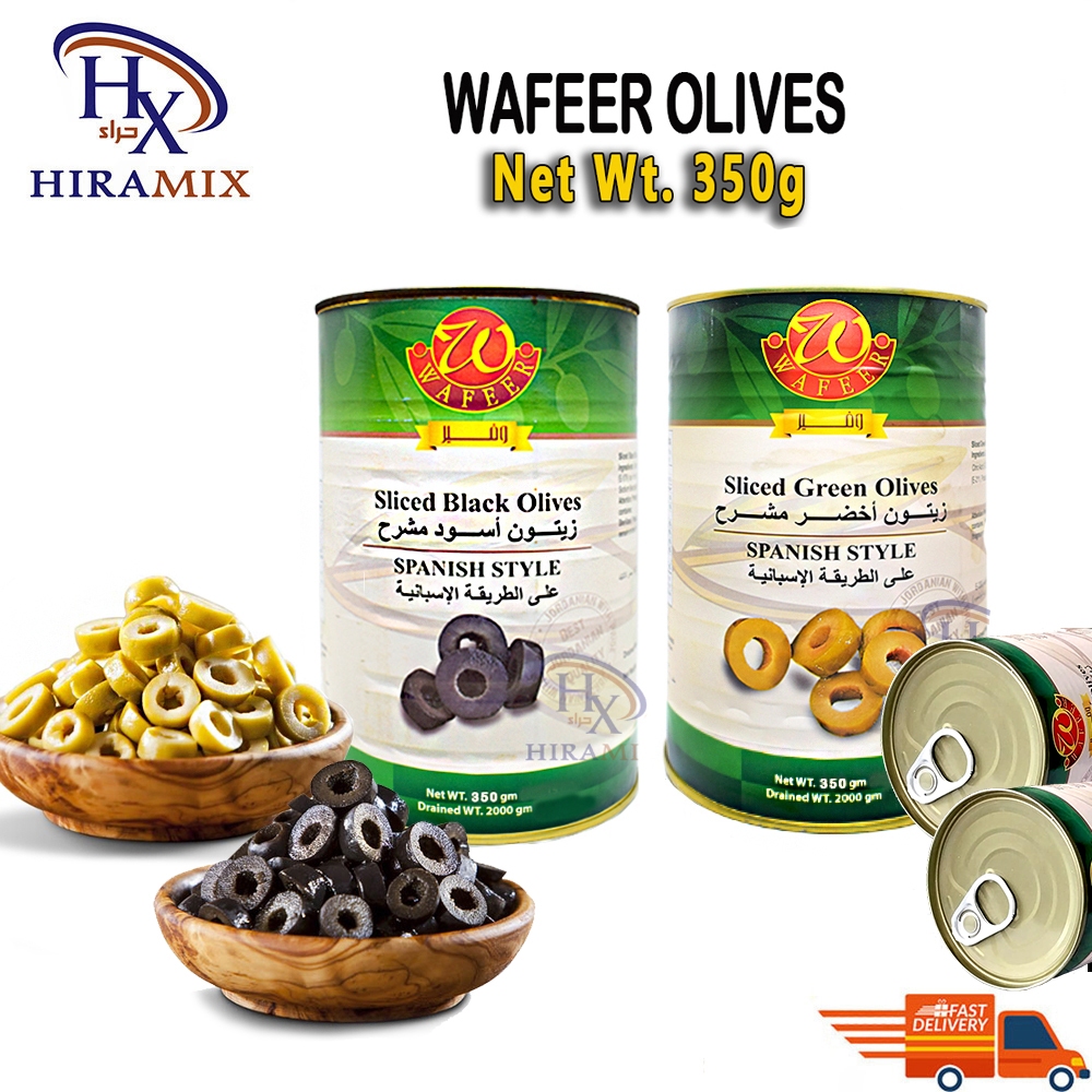 Wafeer Sliced Green Olive | Sliced Black Olives | Hijau Zaitun Dihiris ...