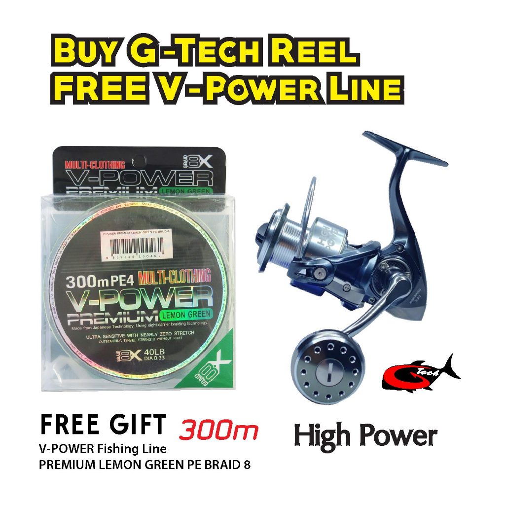 G-TECH HIGH POWER SW 4000XG, SW5000XG SPINNING REEL (BRASS GEAR) WITH ...