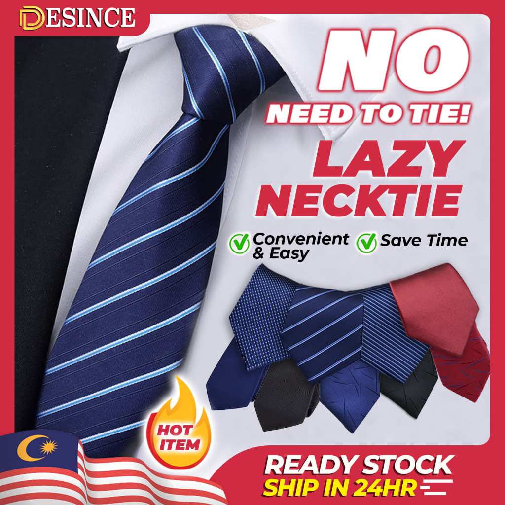 🇲🇾 DESINCE Gentlemen NeckTie 8cm Smart Business Easy No Knot Rubber ...