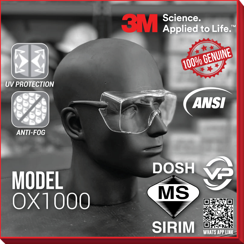 3M OX1000 SAFETY EYEWEAR 12163 OVER SPECTACLES OX 1000 PROTECTIVE ...