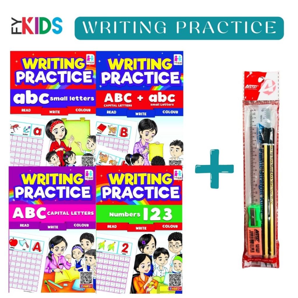 FYKIDS - WRITING PRACTICE ABC & 123 NUMBERS FREE + SET PENCIL ...