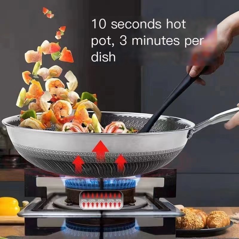 ready stock honeycomb wok 316 Stainless non stick pan frying pan ...