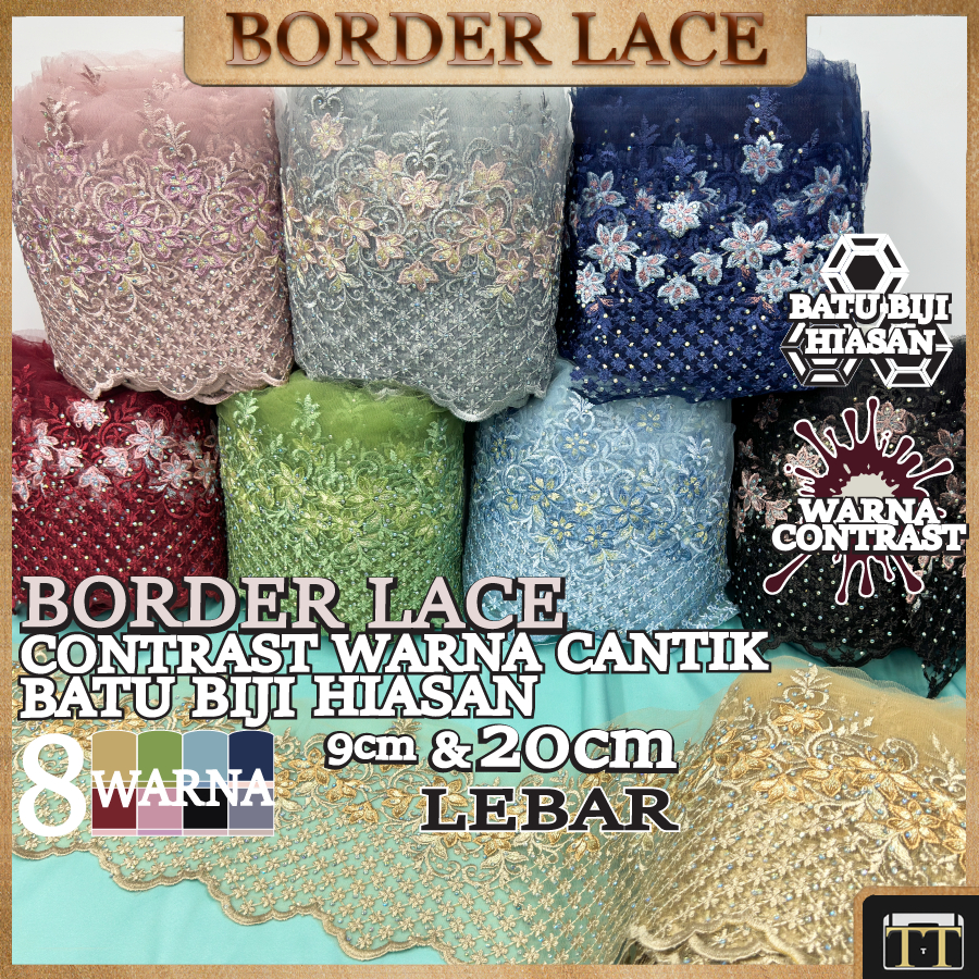 Border Baju Renda Baju Border Lace Adalah Batu Manik 9&20CM Tinggi ...