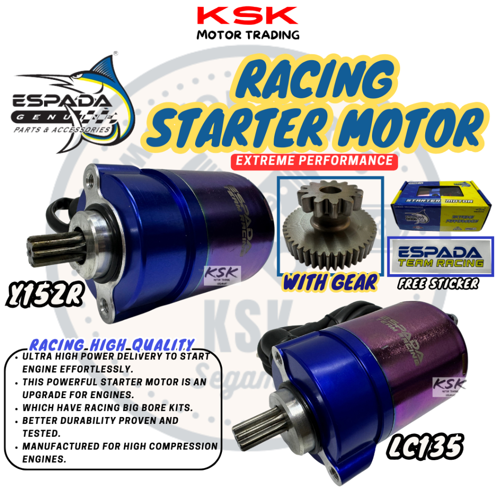 【5.5 SALE】ESPADA RACING STARTER MOTOR WITH GEAR TITANIUM LC135 4S 5S ...