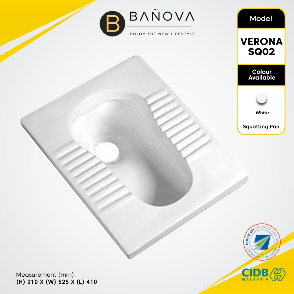 BANOVA Rectangular Squatting Pan With Integral Footrest Toilet Ceramic ...