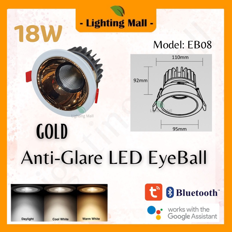 Recessed Spotlight LED Eyeball COB Downlight 12W 3000K/4000K/6500K Anti ...