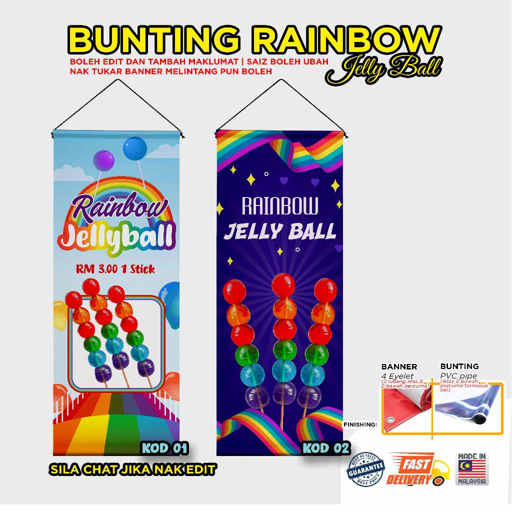 Bunting Banner Rainbow Jelly Ball High quality printing banner niaga, bunting canopy bunting ...