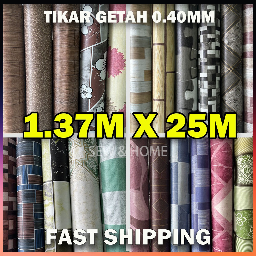 Tikar Getah Kualiti Lantai 4.5 Kaki Tebal 0.40mm 1.37M x 25M PVC ...