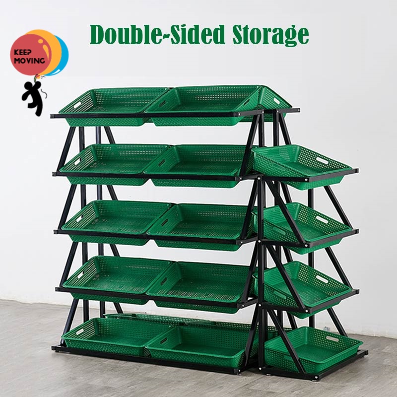 Double Sided Fruits Vegetables Display Rack Rak Paparan Buah-Buahan ...