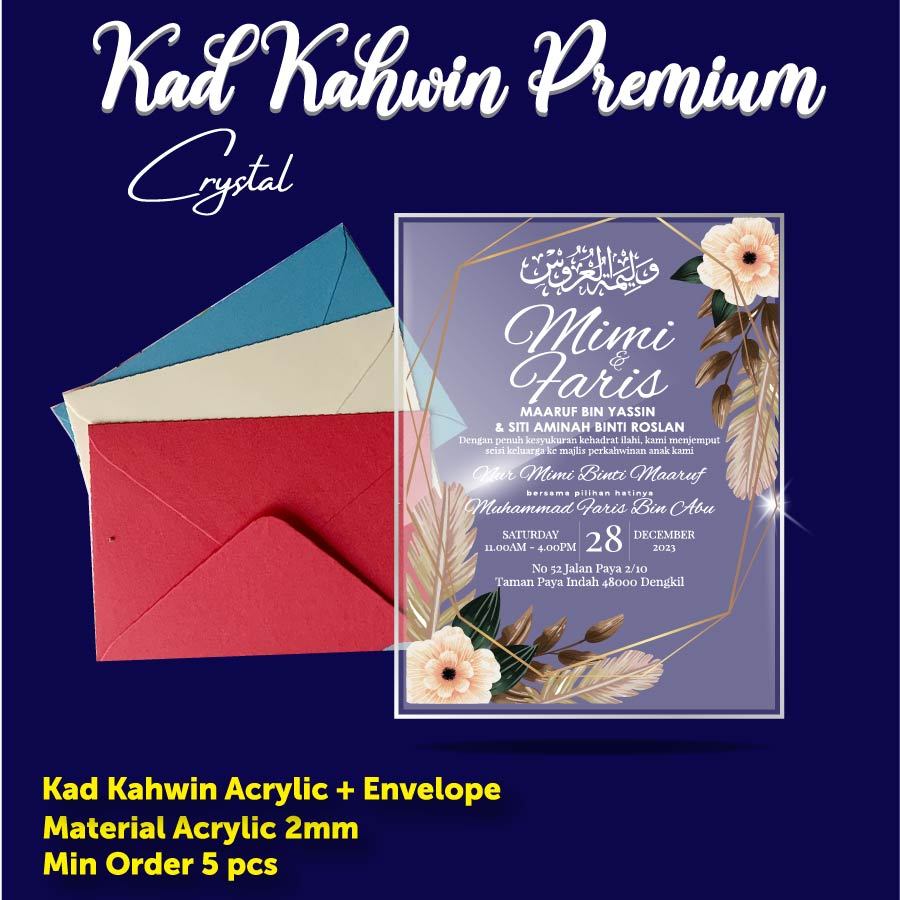Kad Kahwin Premium Acrylic VIP Wedding Invitation Card Premium crystal ...