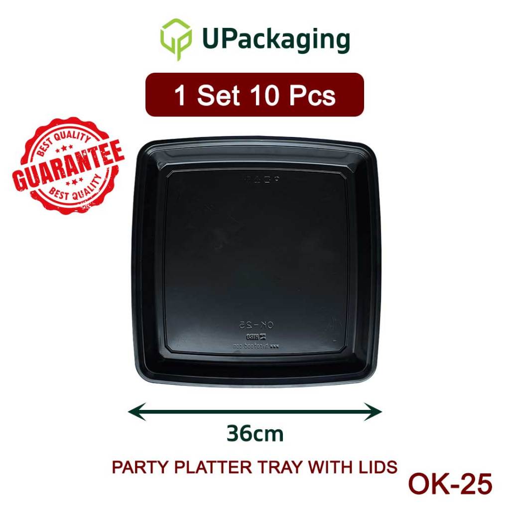 [10 Pcs] OK-25 SQUARE FOOD PLATTER TRAY Sushi Trays with Transparent ...