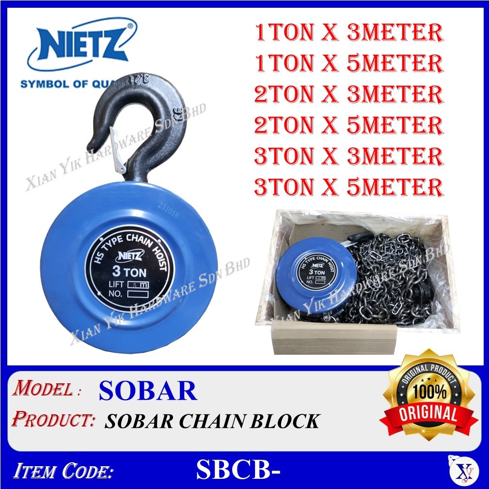 (1 TON / 2 TON / 3 TON) NIETZ SOBAR CHAIN BLOCK - SBCB- | Shopee Malaysia