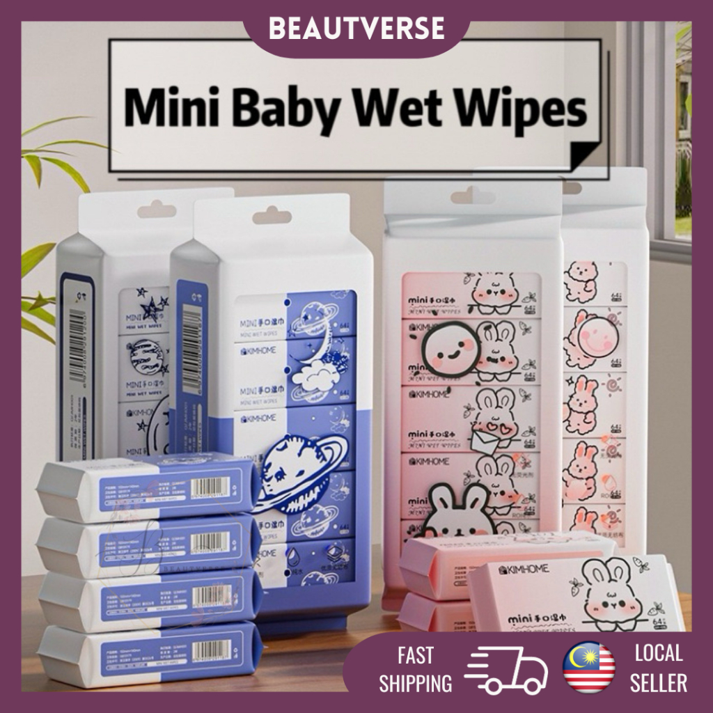 KIMHOME 8 Packs/Bag Disposable Non Alcohol Mini Wet Wipes Wet Tissues ...