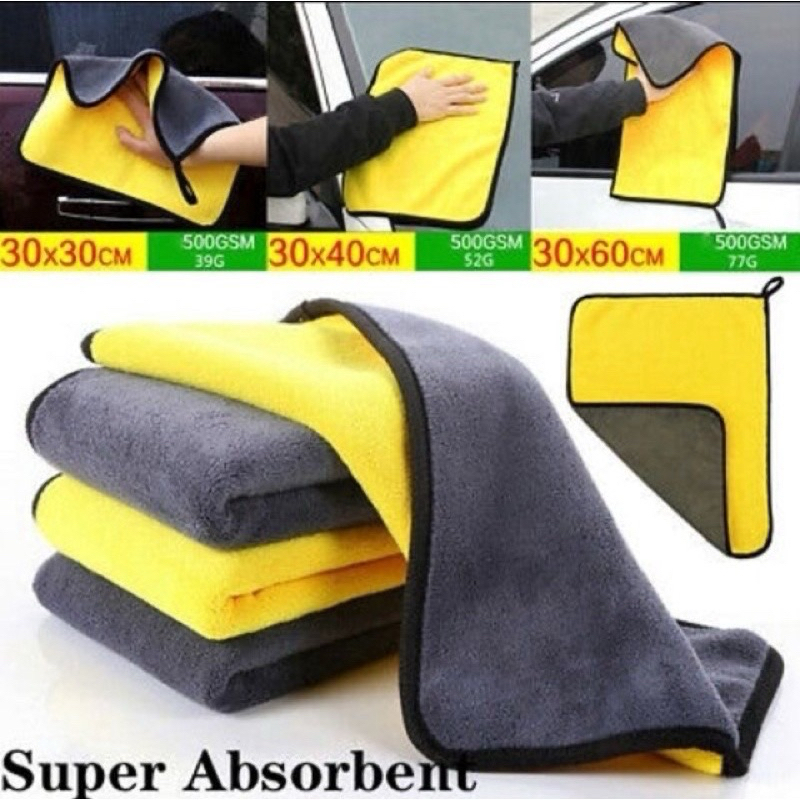𝐃𝐔𝐀𝐋 𝐋𝐀𝐘𝐄𝐑 Microfiber Car Cleaning Towel Multipurpose High Water ...
