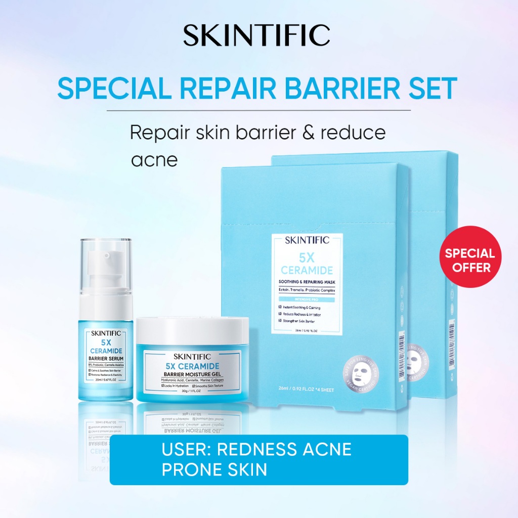SKINTIFIC 3Pcs Paket Skincare With Serum Barrier Repair Moisture Gel ...