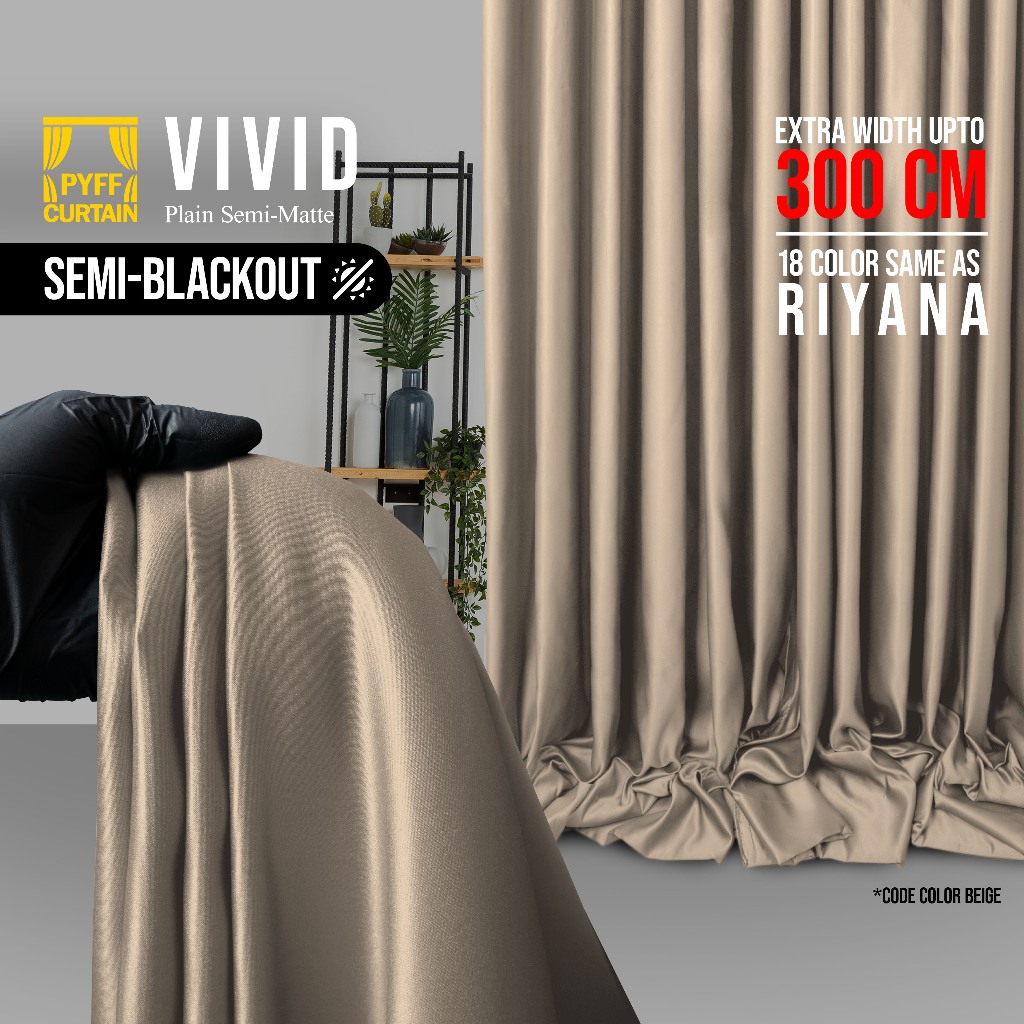 PYFF CURTAIN | {pg.3} VIVID plain semi blackout modern curtain, langsir ...
