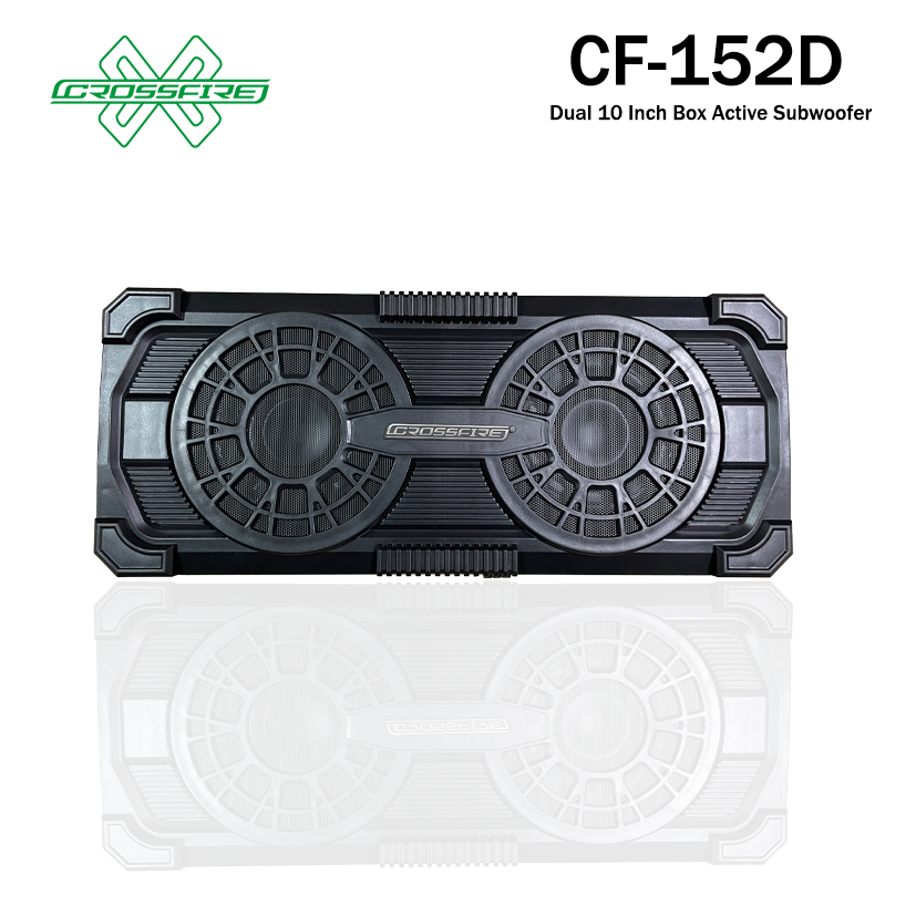 CROSSFIRE Ultra Slim Active Subwoofer With Built In Amplifier (2 x 10 ...