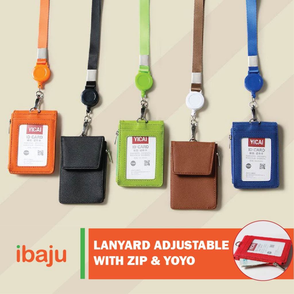 Adjustable Badge ID Card Holder With Zip & Yoyo Leather Quality ...