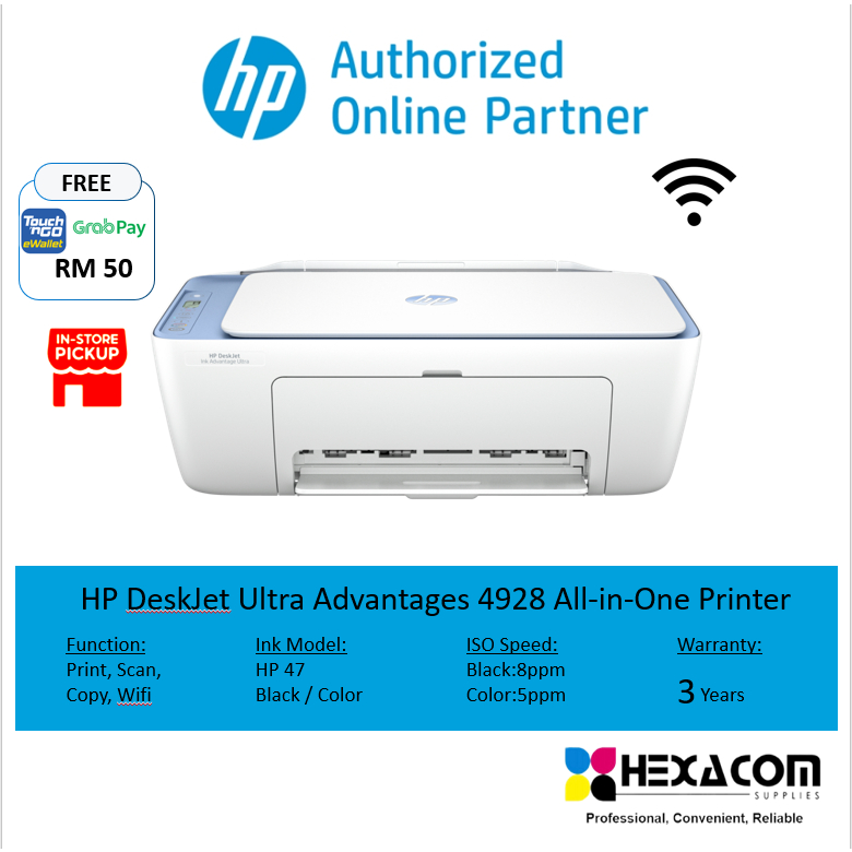 HP DeskJet Ultra 4928 Ink Advantage All-In-One Printer Print/Scan/Copy ...