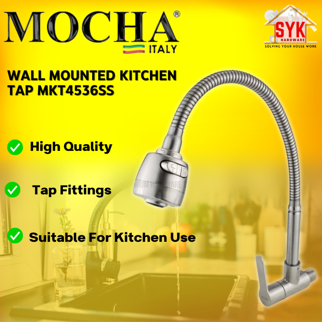 SYK Mocha MKT4536SS Wall Mounted Kitchen Tap Double Mode Kitchen Sink ...