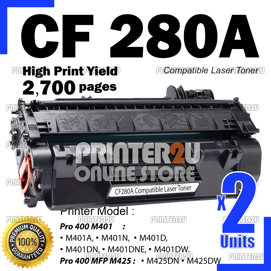 2x Compatible Toner HP CF280A CF 280A 80A CF280X Laser Pro 400 M401 ...