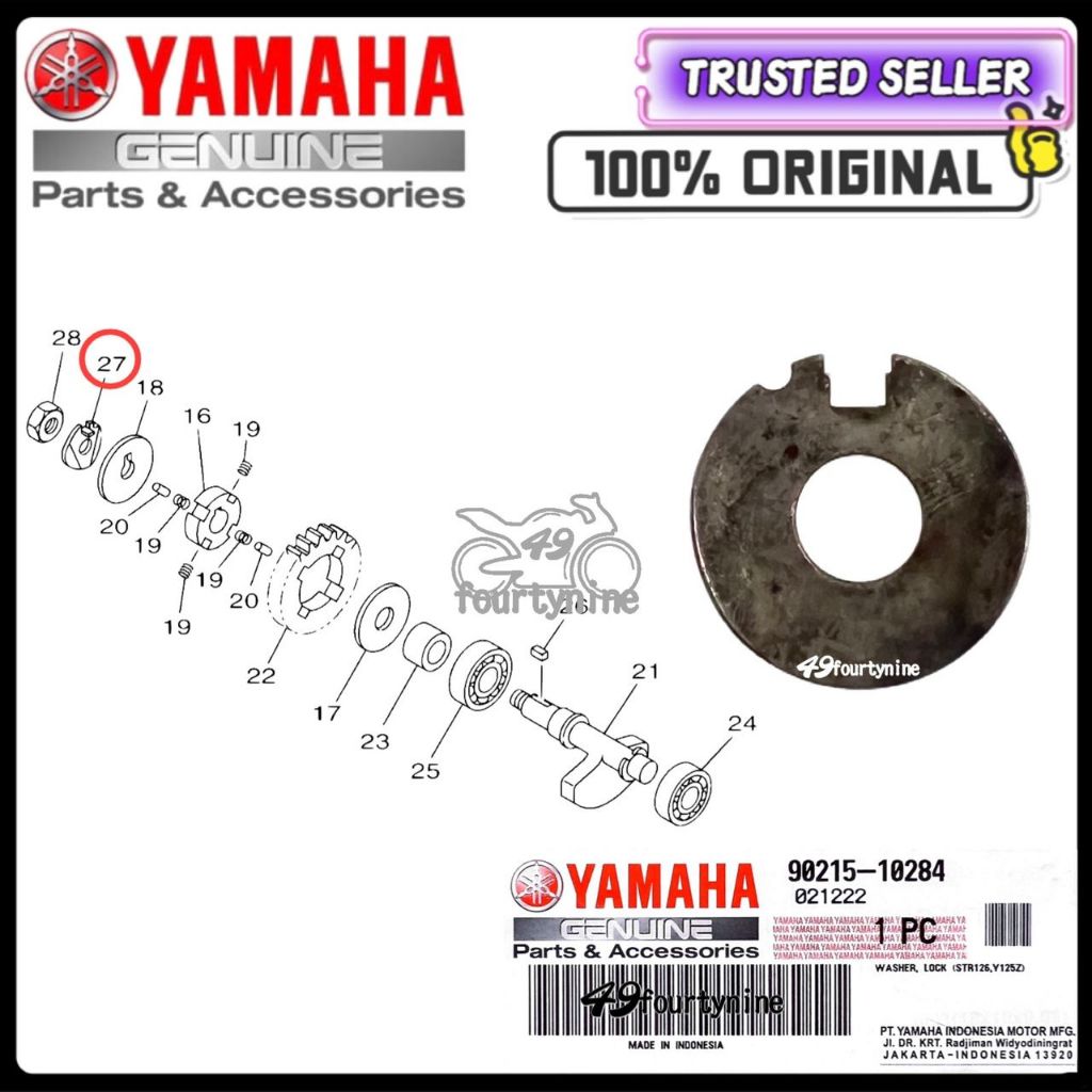 100% ORIGINAL Y15ZR Y125ZR WASHER LOCK BALANCER ENGINE 90215-10284 Y15 ...