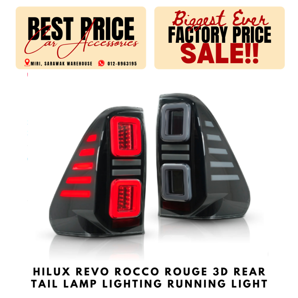 HILUX REVO ROCCO ROUGE 3D Rear Tail Lamp Lighting Running Light ...