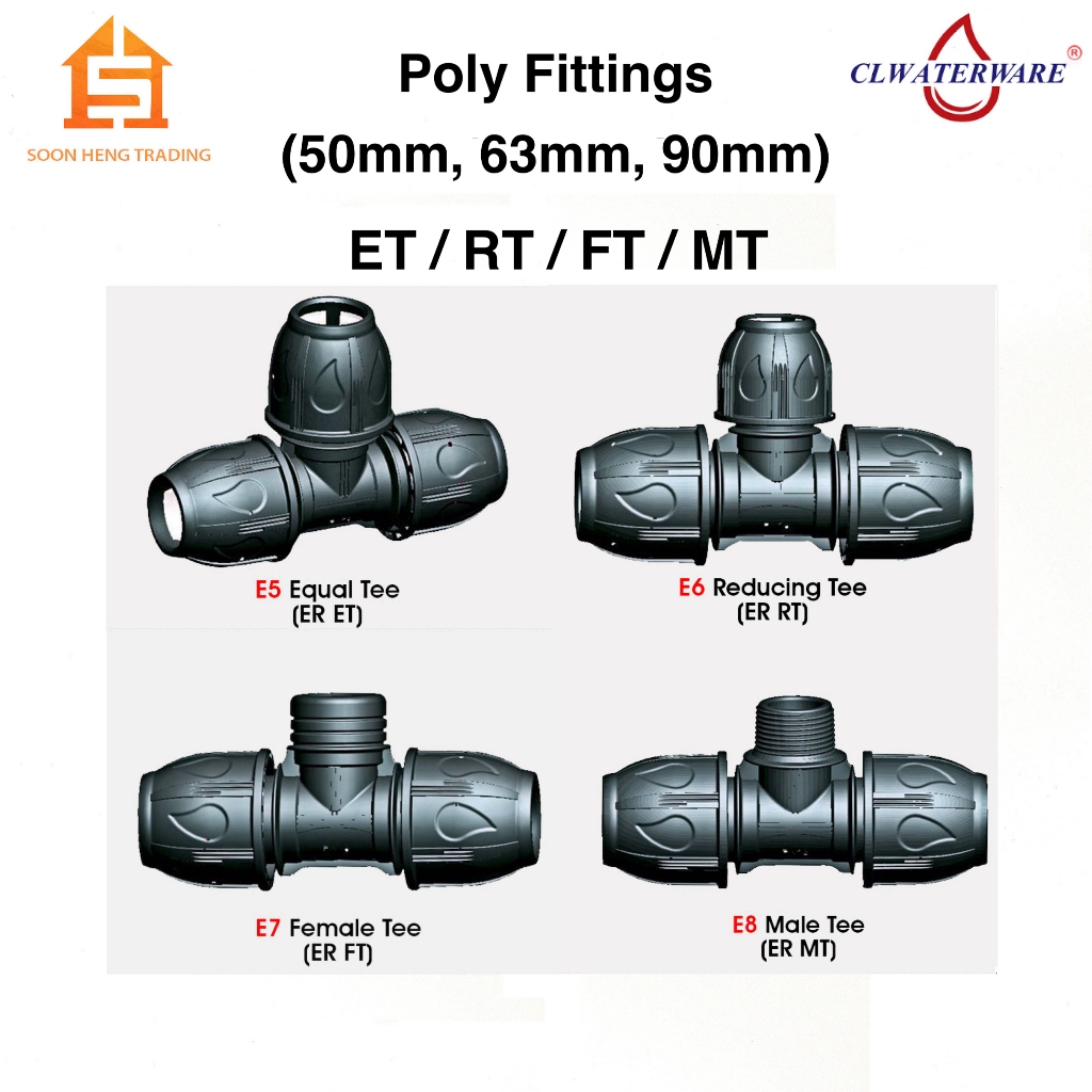 [READY STOCK] [50mm 63mm 90mm] HDPE Poly Fittings /Poly Pipe Connector ...