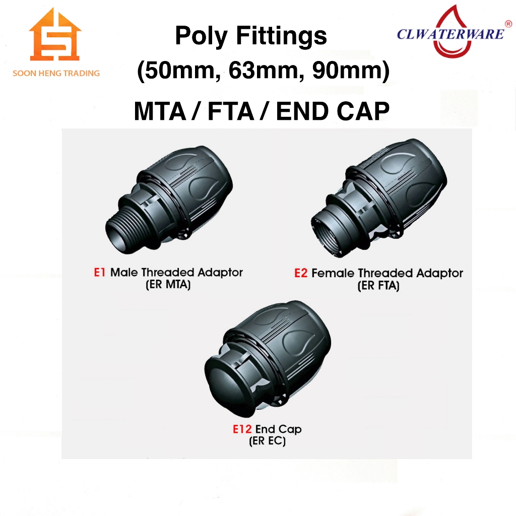 [READY STOCK] [50mm 63mm 90mm ] FTA MTA/ HDPE Poly Fittings / End Cap ...