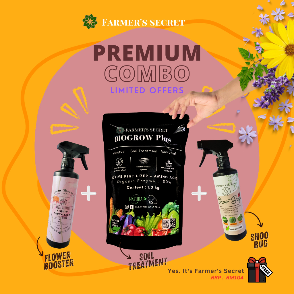 BioGrow+ Shoo-Bug Flower Booster Combo +Free Gift (Package A) Bunga ...