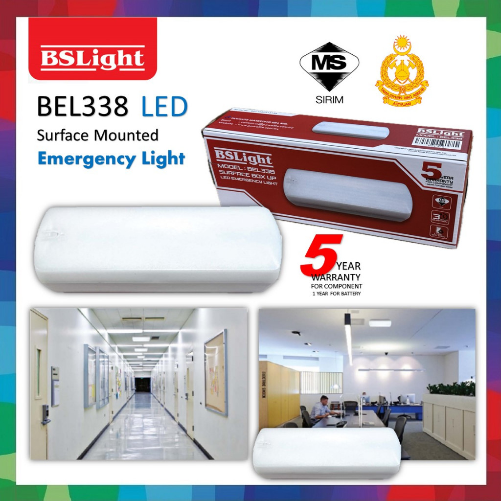 BSlight BEL338 LED Emergency Light Surface Box Up / Lampu Kecemasan ...