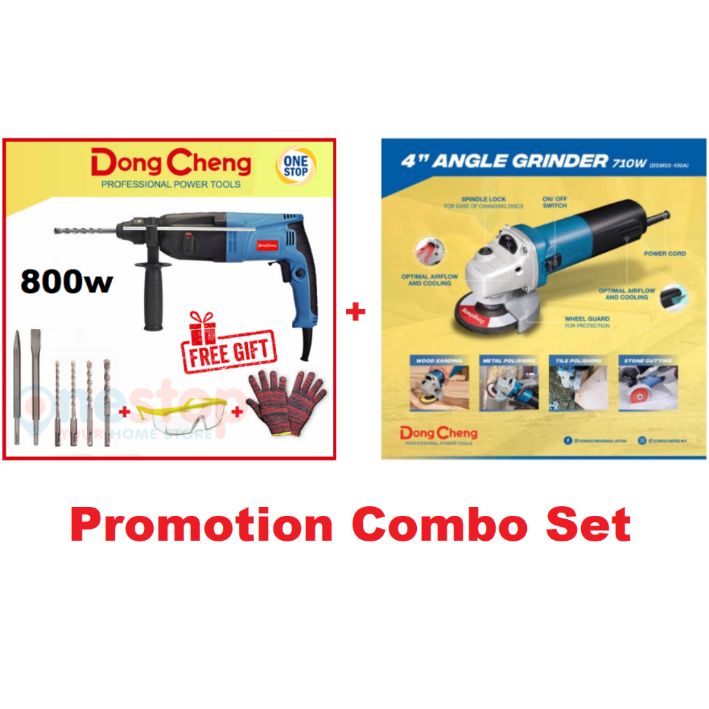 Dongcheng DZC05-26B 800W Rotary Hammer Drill Mesin 3 Function Breaker ...