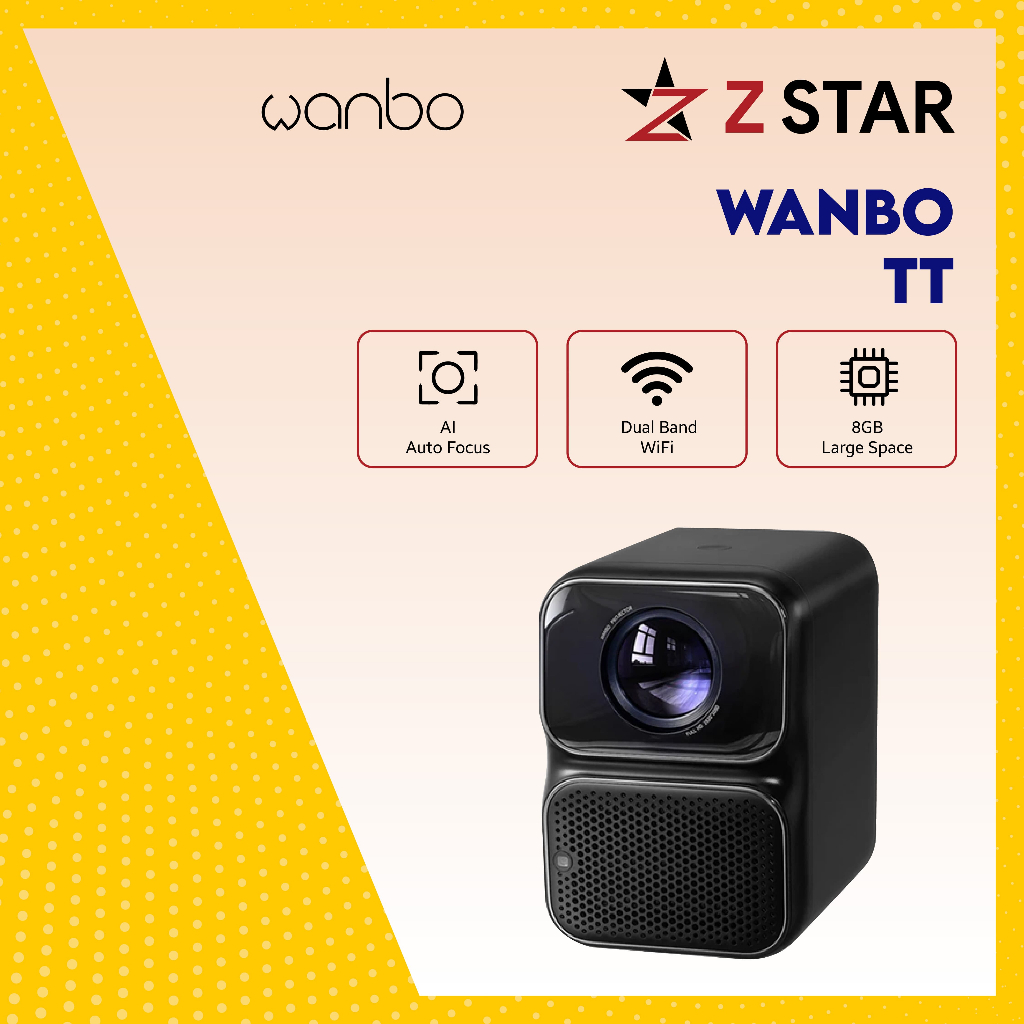 Wanbo Projector TT Dolby Atmos / Dual Band Wifi / 650ANSI / AI Auto ...