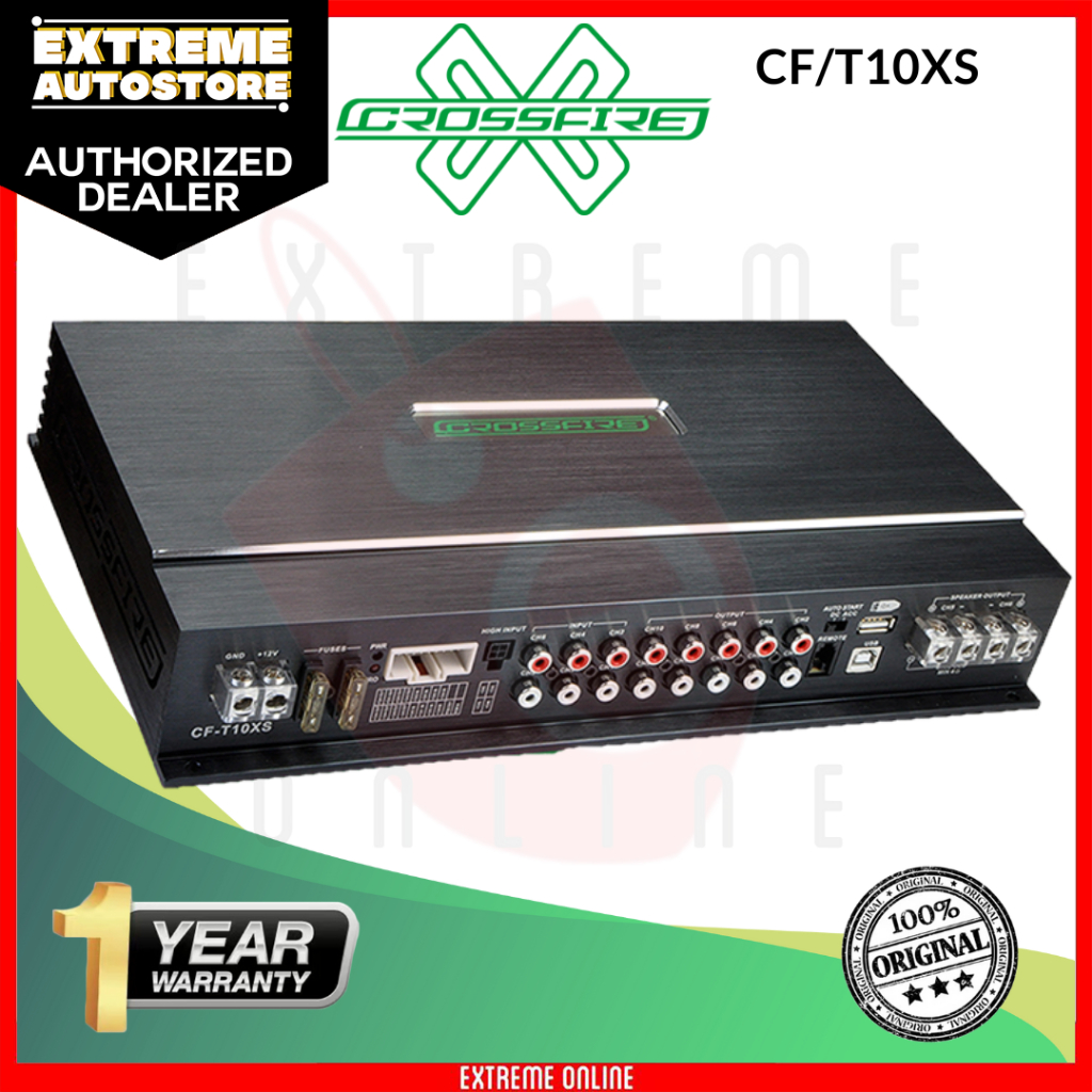 Crossfire CF- T10XS 4x65w+2x160w 6ch Amplifier 10ch RCA Out Plug & Play ...