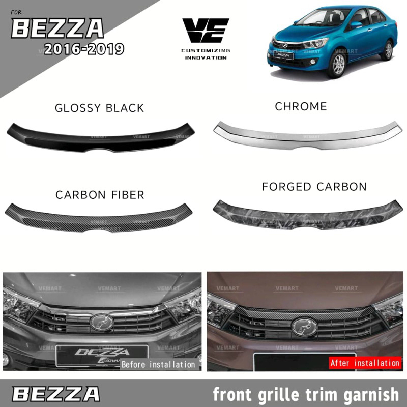 Vemart perodua bezza 2016-2019 old car front grille trim garnish ...
