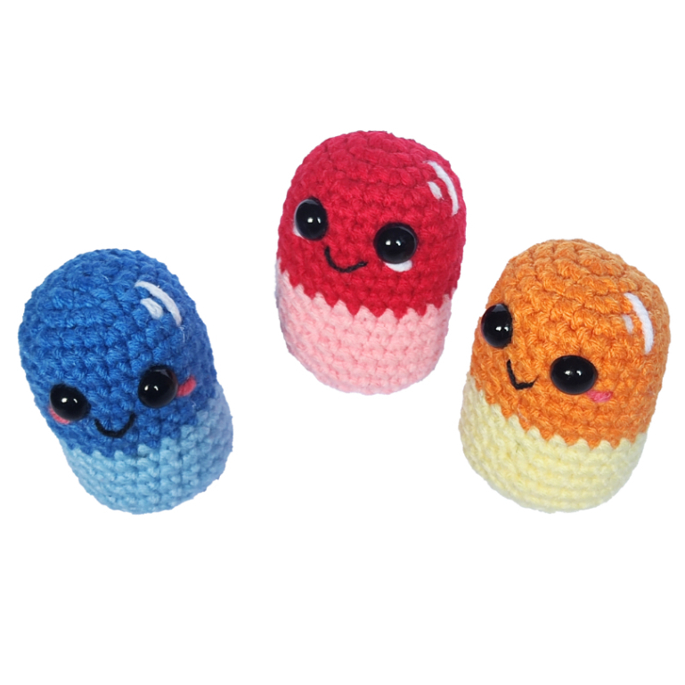 Custom Handmade Cute Pill Capsule Amigurumi Crochet Yarn Keychain ...