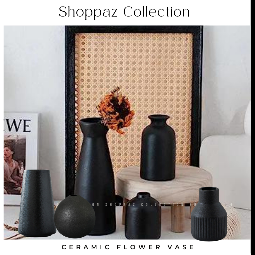 Shoppaz Ceramic Vase Flower Pot Black Vases Nordic Vase Decor ...