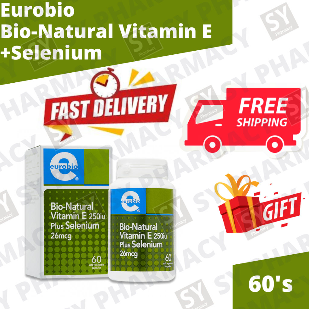 Eurobio Bio-Natural Vitamin E 250iu Plus Selenium 60's FOC FREE GIFT ...