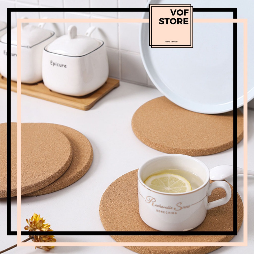 HEAT INSULATION CORK COASTER MUG COASTER CUP COASTER 10CM ALAS GELAS ...