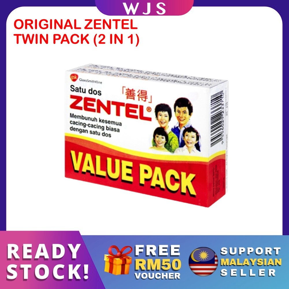 🇲🇾FREE RM50 VOUCHER🎁MLQ 4pcs Zentel Tablets Deworming 2 x 2s Worm ...