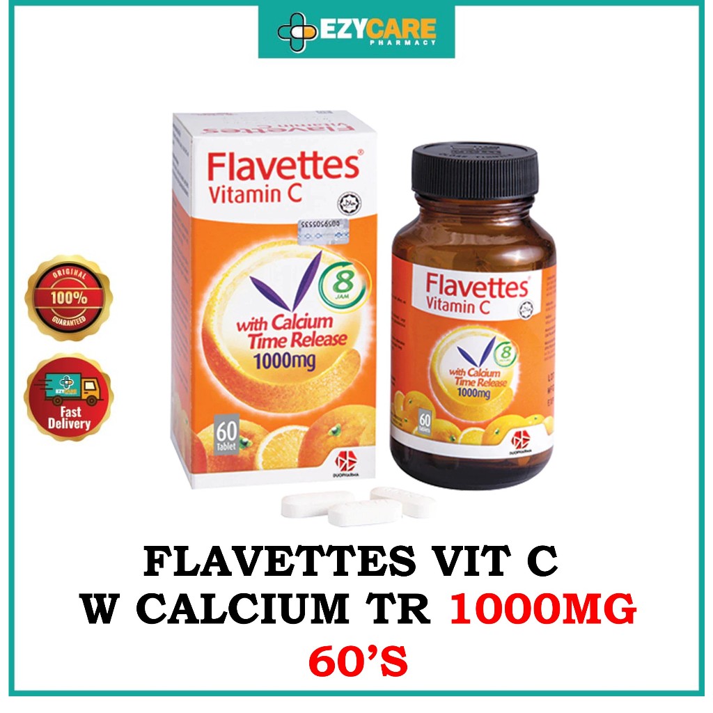 FLAVETTES VITAMIN C WITH CALCIUM TIME RELEASE 1000MG 60'S | Shopee Malaysia