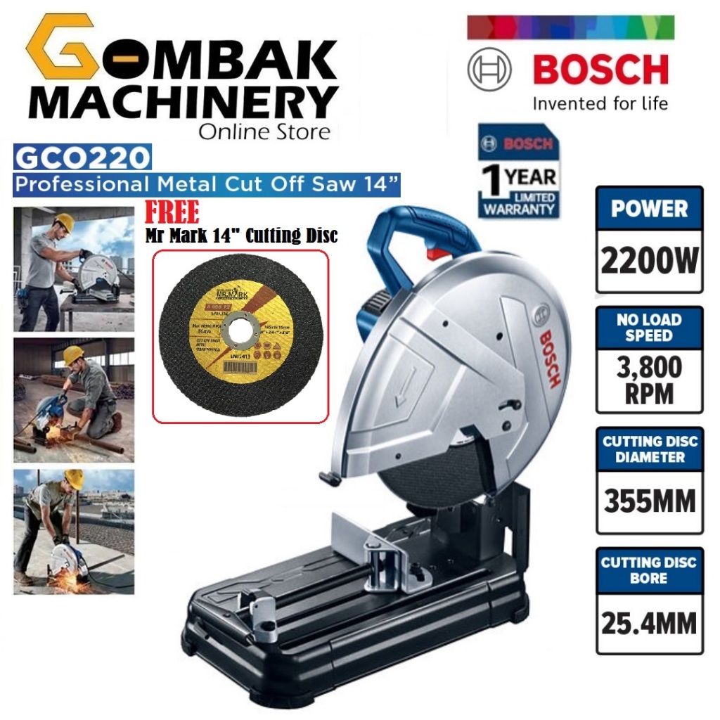 BOSCH GCO220 PROFESSIONAL CORDED METAL CUT OFF SAW 14"/355mm 2200W ...