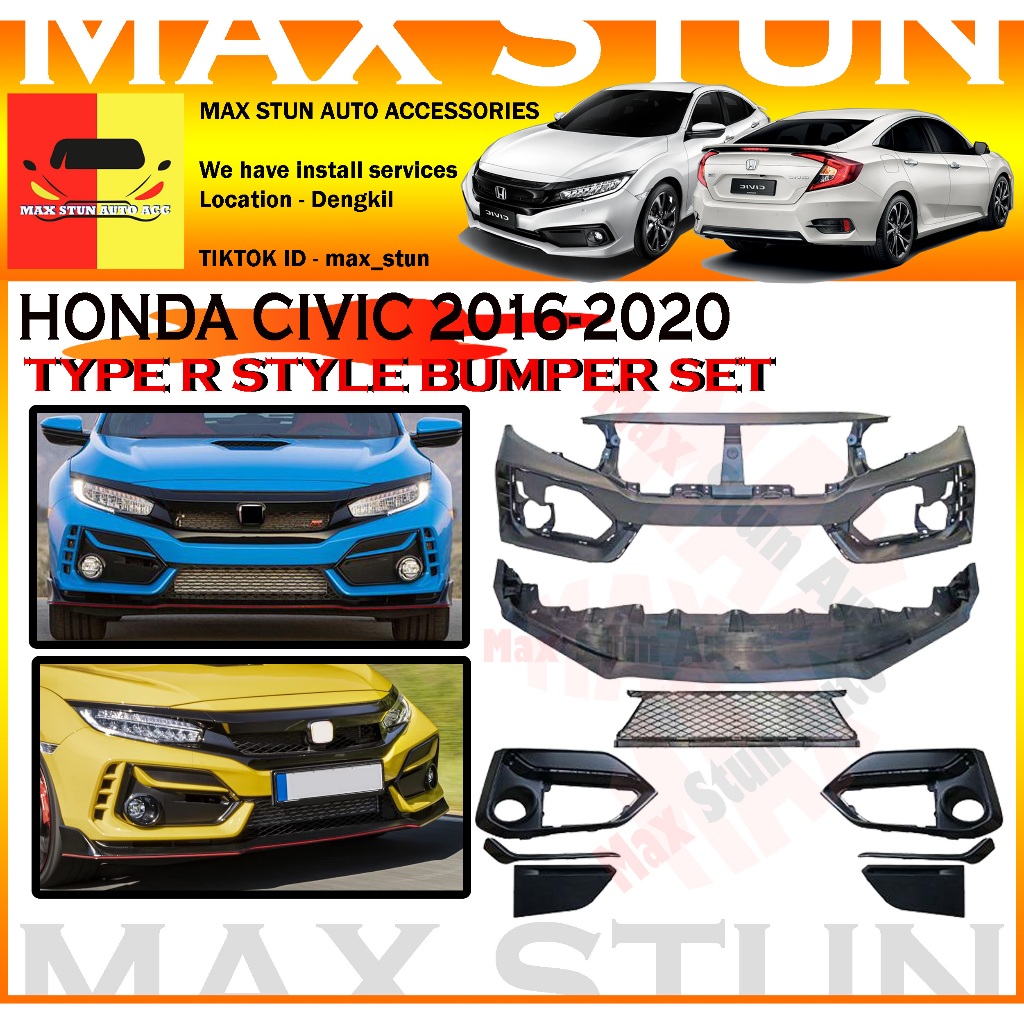 HONDA CIVIC FC TYPE R 2020 BODYKIT FRONT&REAR BUMPER V LIP SIDE SKIRT ...