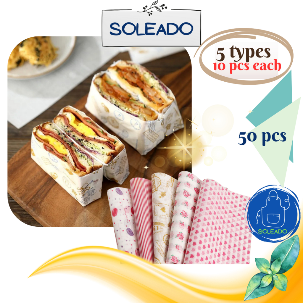 50 Pcs Wax Paper Grease Paper Food Wrappers Wrapping Paper Bread ...