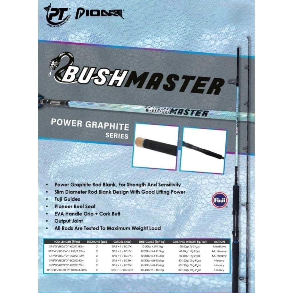 PIONEER BUSHMASTER POWER GRAPHITE SPINNING ROD | Shopee Malaysia